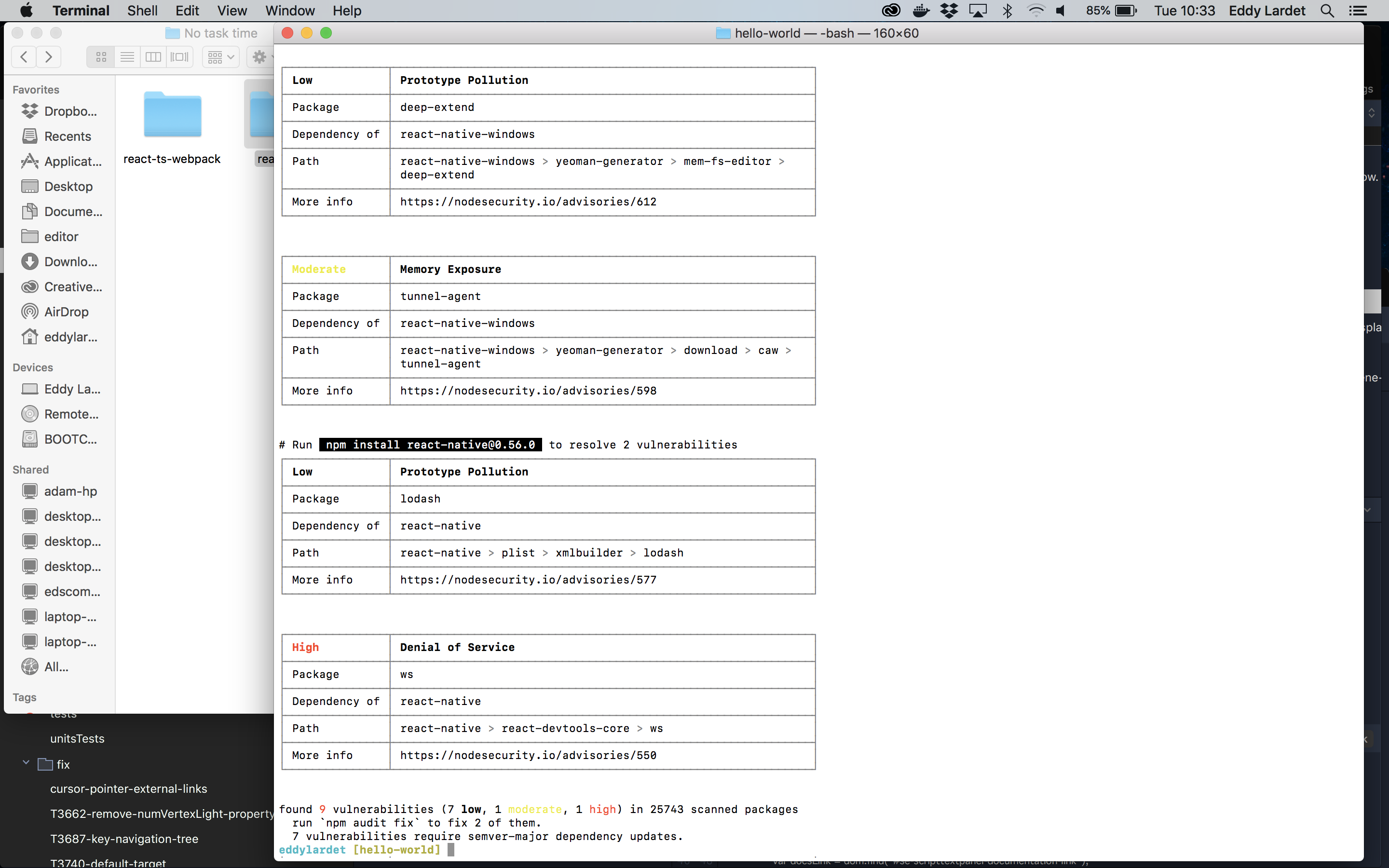 High Vulnerabilities Problem With Npm · Issue 723 · Microsoftreactxp · Github