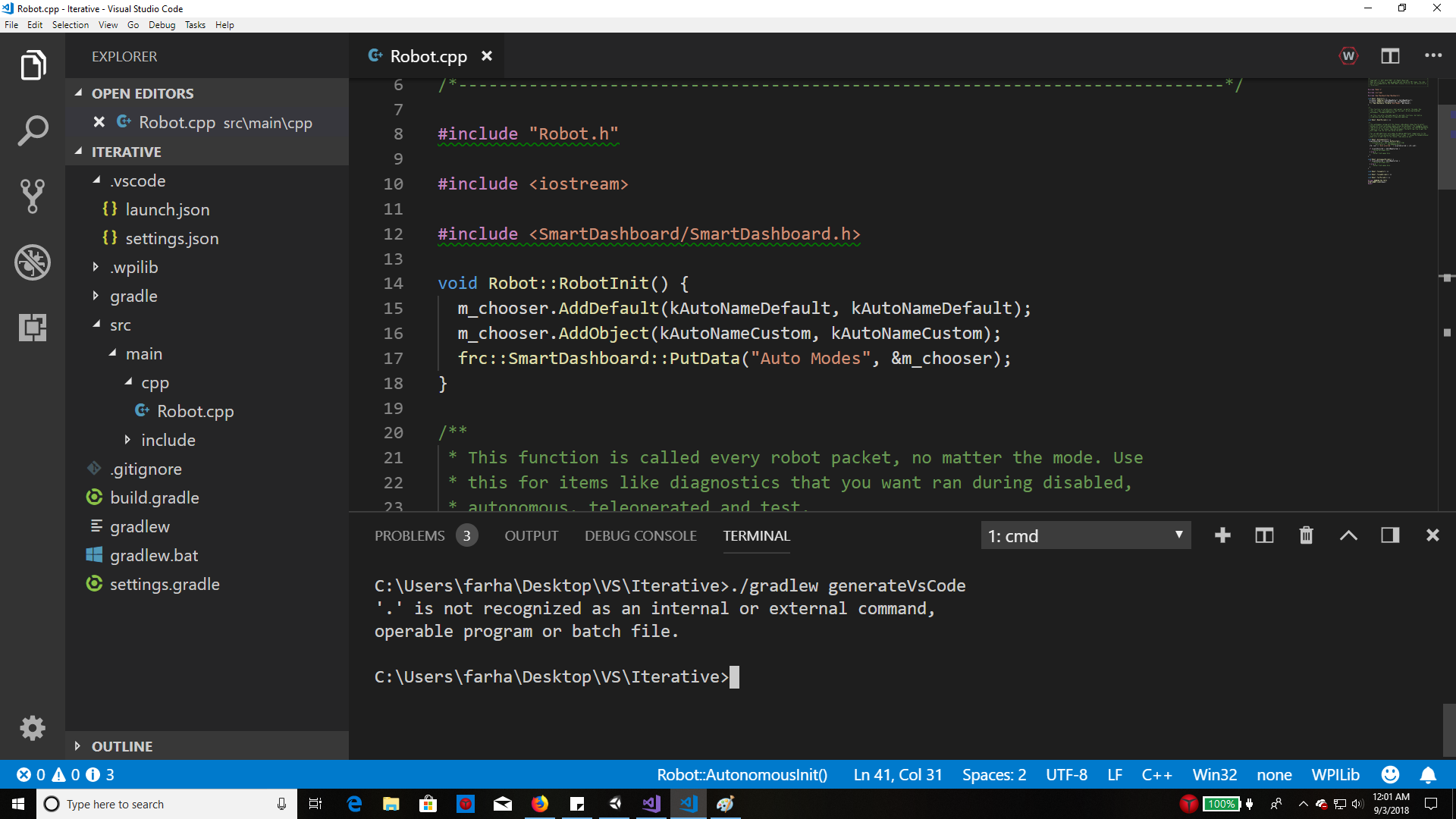 Failed to create terminal for task wpilib: C++ Build · Issue #70 · wpilibsuite/vscode-wpilib ...