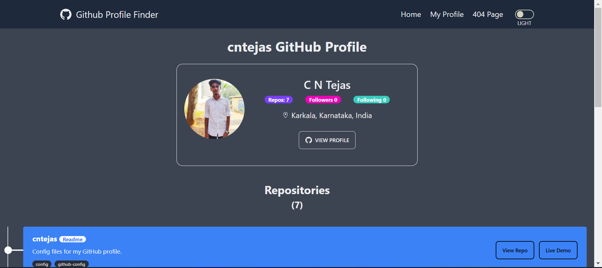 GitHub - cntejas/react-GithubFinder: A website where the user can find the GitHub users.