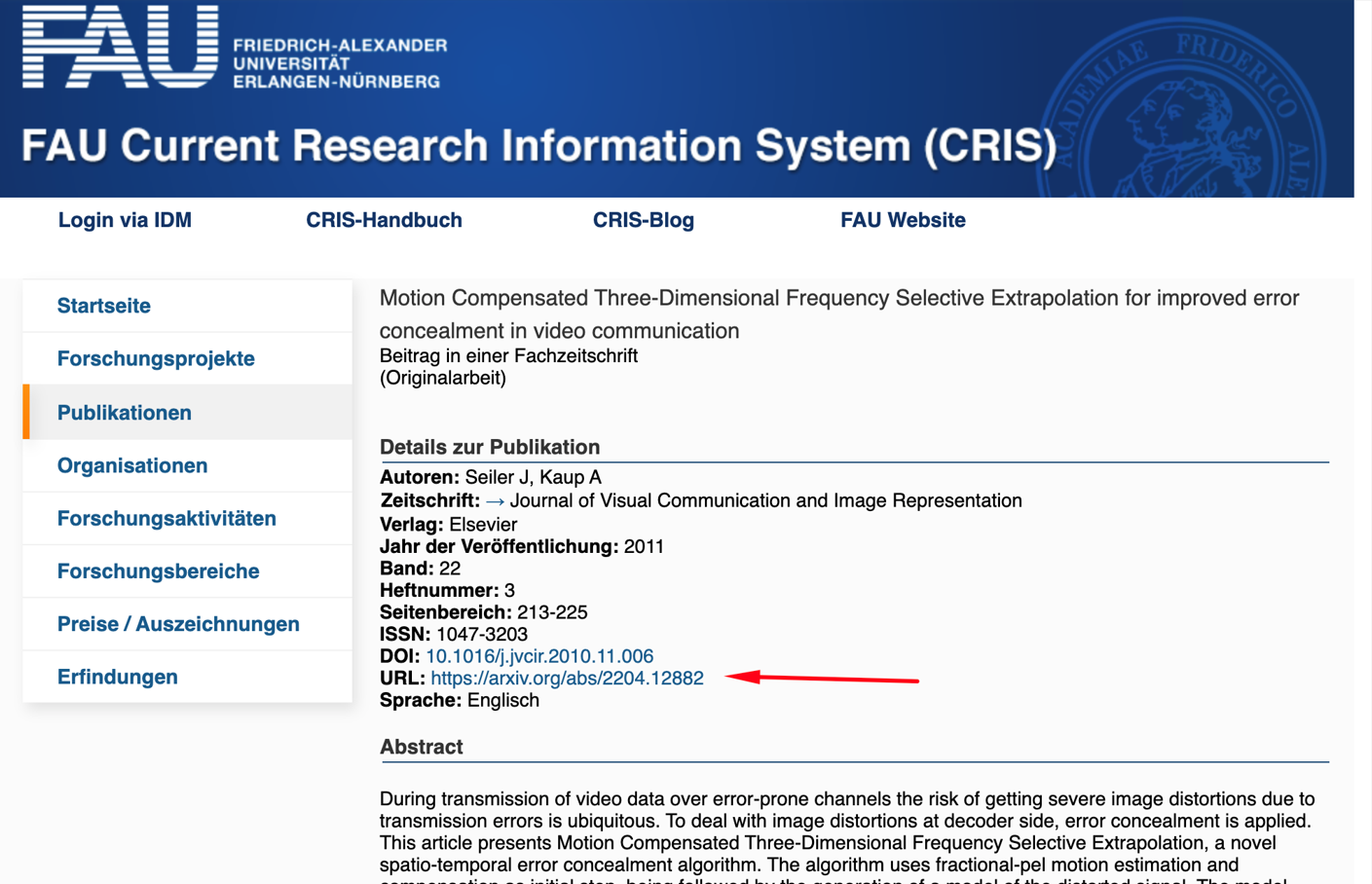 Link zur Publikations-URL wird nicht richtig genutzt · Issue #265 · RRZE-Webteam/fau-cris · GitHub