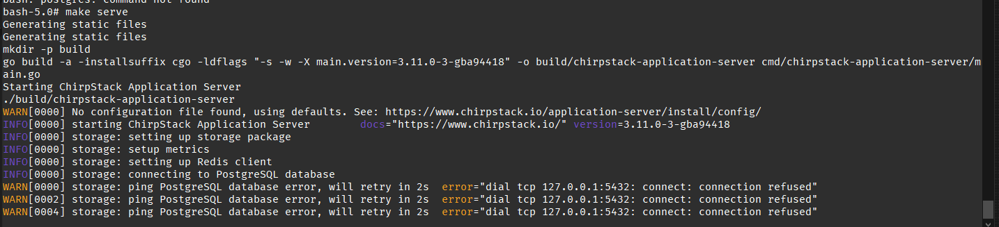 Failed to connect to PostgreSQL server within docker-compose · Issue #513 · brocaar/chirpstack ...