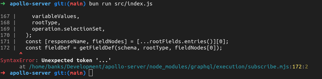 Bun's new bundler - `SyntaxError: Unexpected token '...'` · Issue #2594 · oven-sh/bun · GitHub