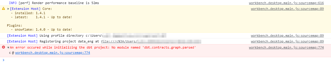 An Error Occured While Initializing The Dbt Project No Module Named Ntractsgraphparsed