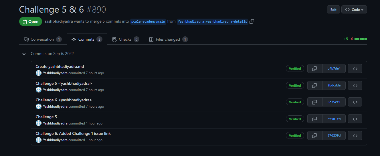 Challenge 5, 6, 7 by Yashbhadiyadra · Pull Request #890 · scaleracademy/scaler-september-open ...