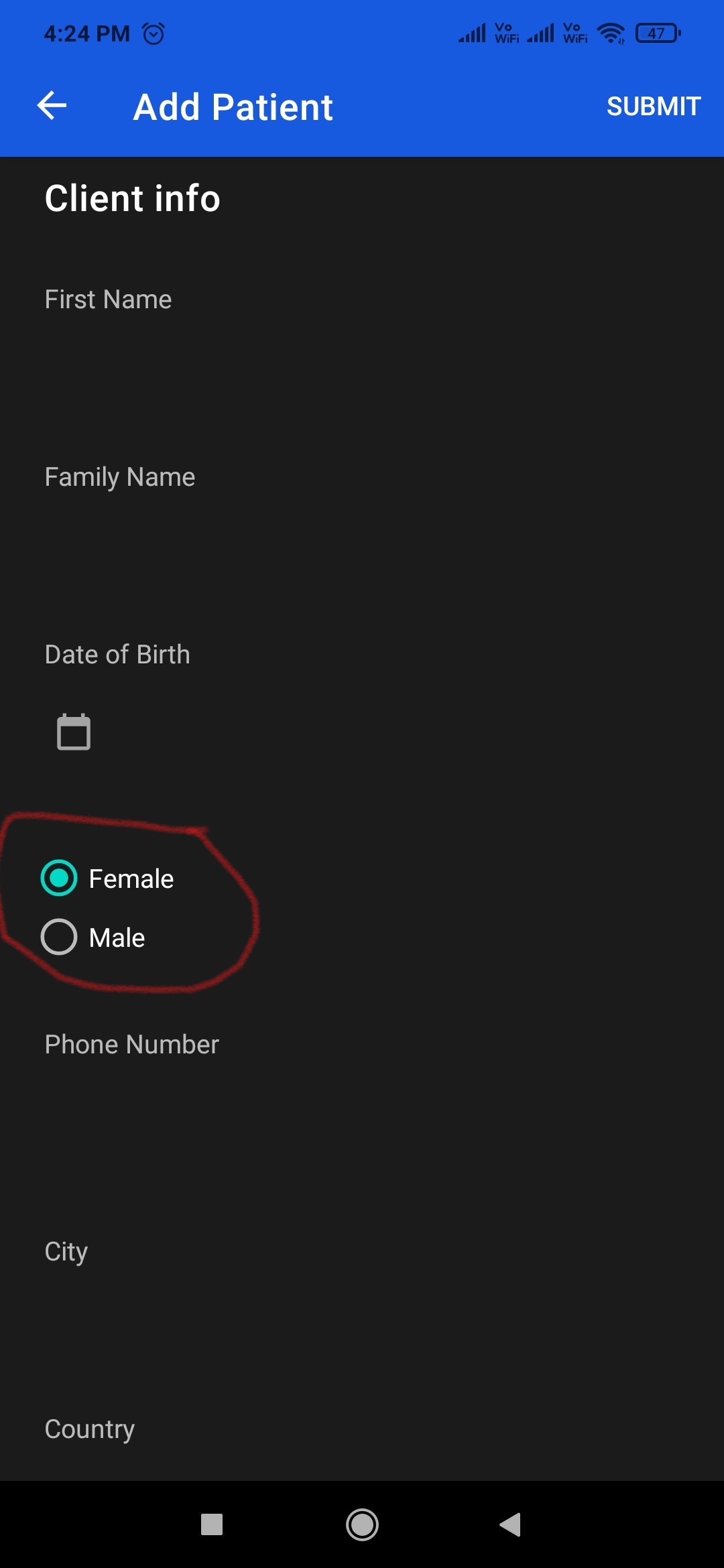 In Add patient Questionnaire, text label for value set "female" and "male" is missing · Issue ...