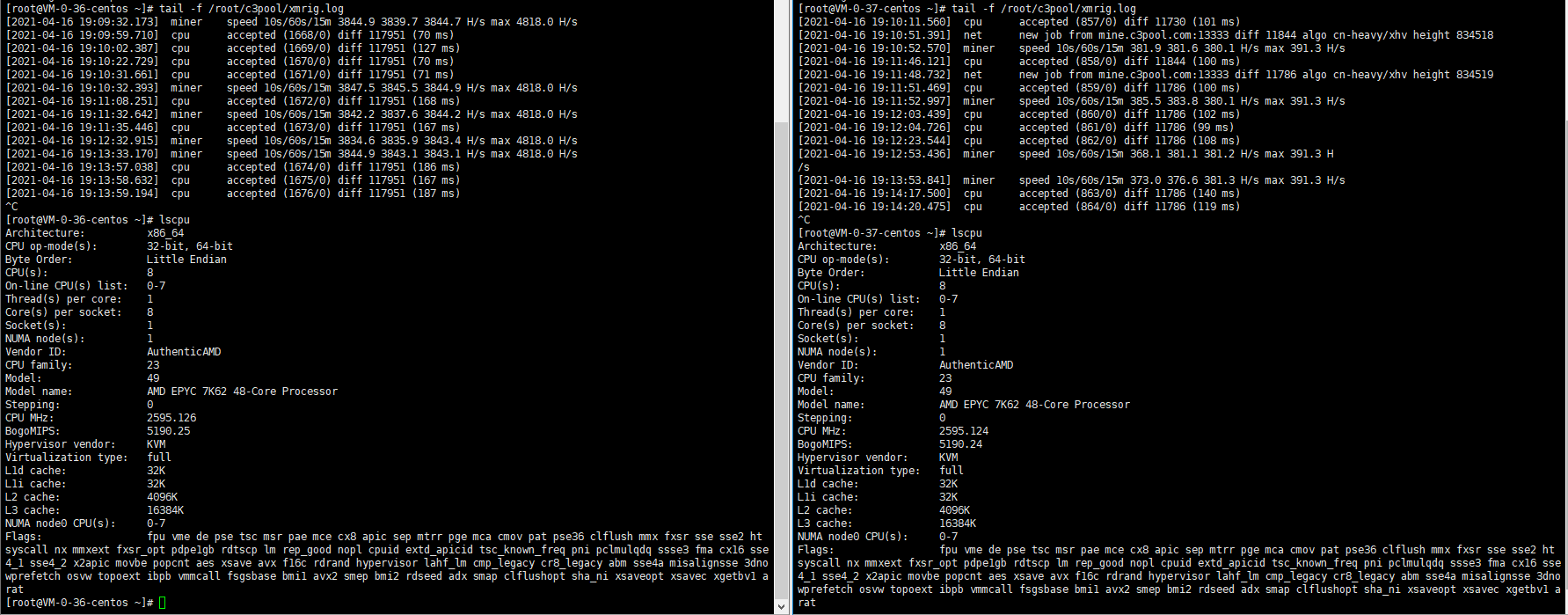 右边这个就是cn-heavy/xhv算法吗？右边这台，相同的CPU，挖矿收益高了5K · Issue #1 · C3Pool/xmrig-C3 · GitHub