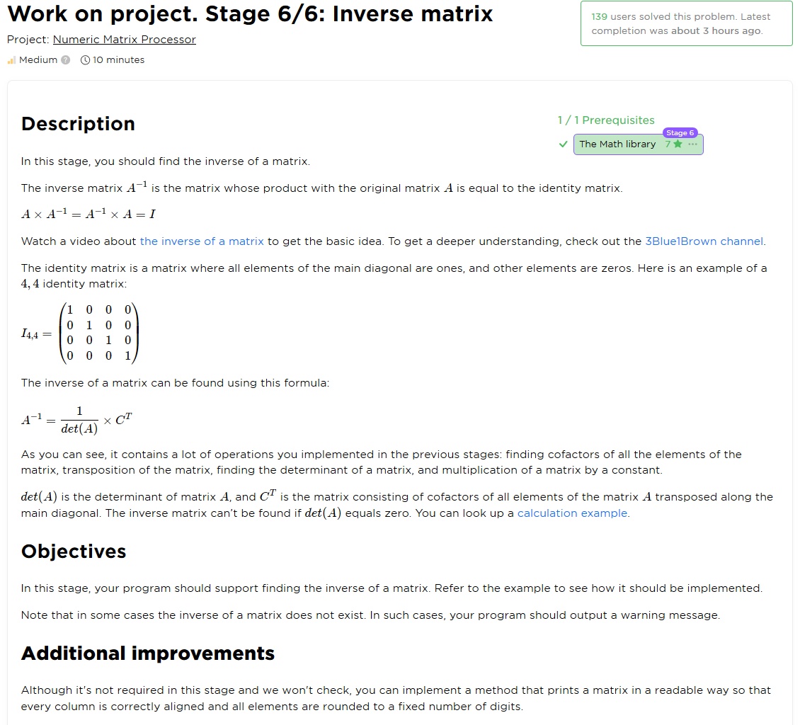 GitHub - PhenixFine/numeric-matrix-processor: My tenth Kotlin project from JetBrains Academy