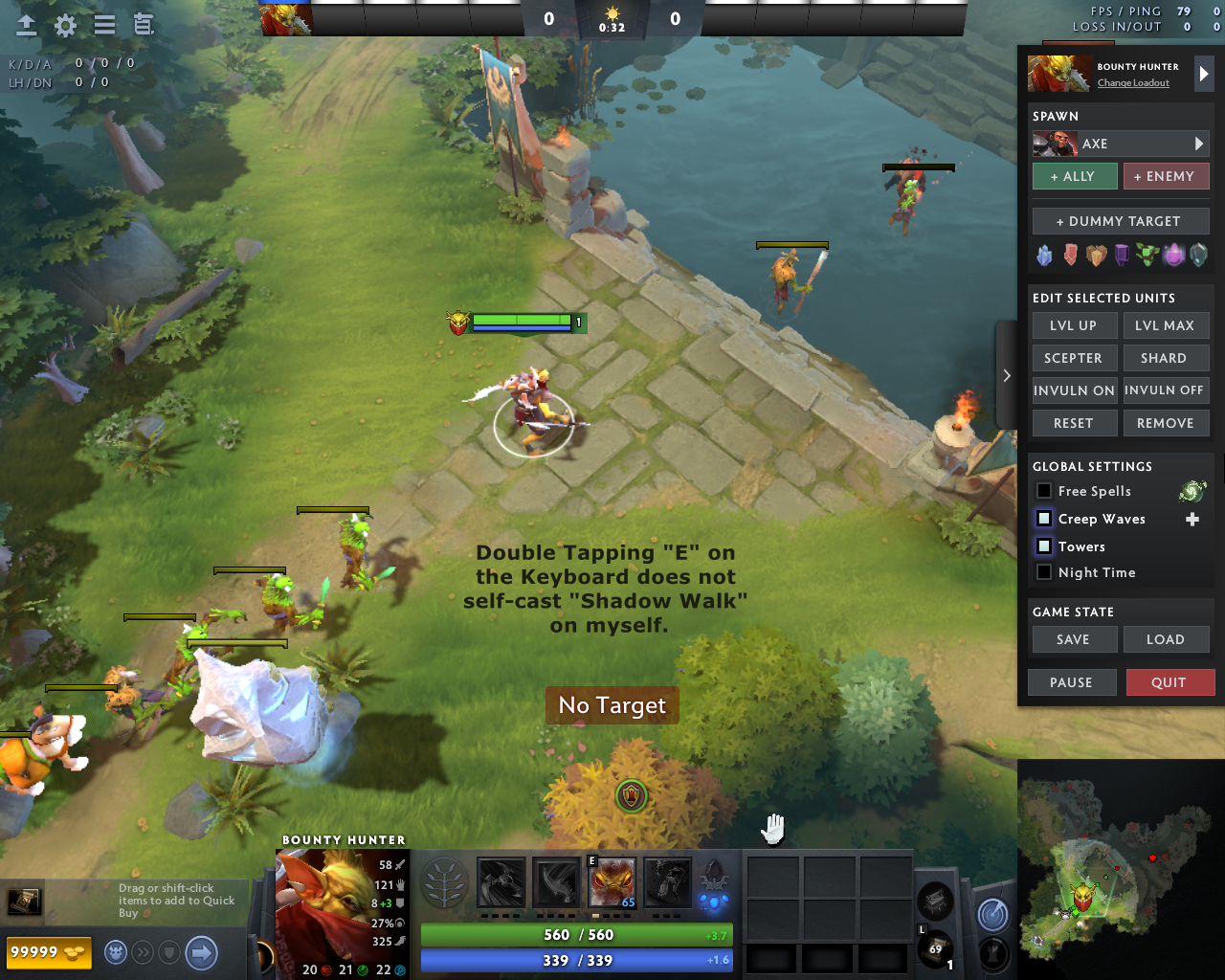 Bounty Hunter — Shadow Walk doesn't active with Double Tap of Key Press after receiving Aghanim ...