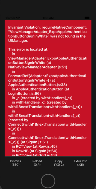 [expo-apple-authentication] Bare workflow: requireNativeComponent was ...