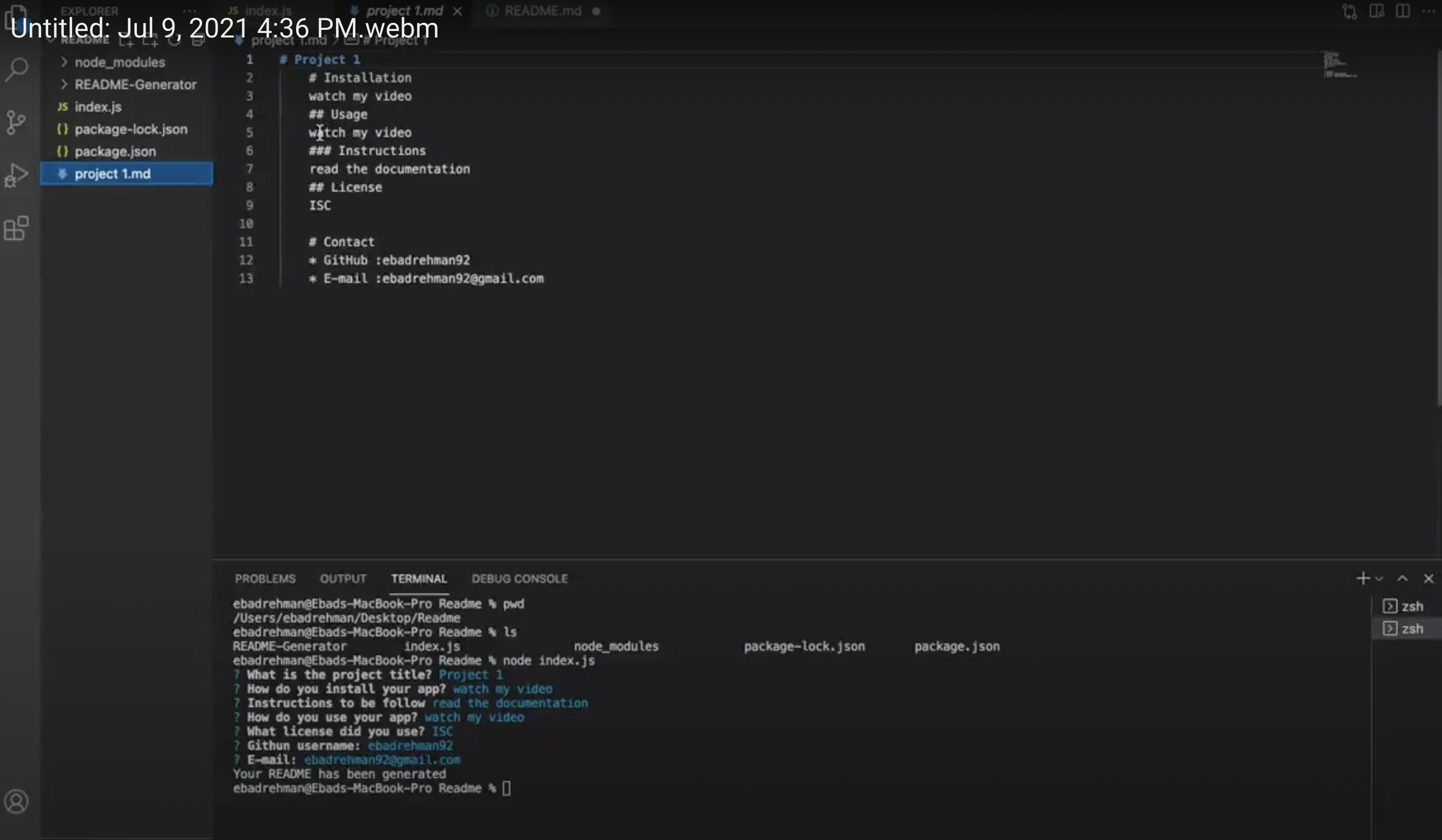 GitHub - ebadrehman92/README-Generator