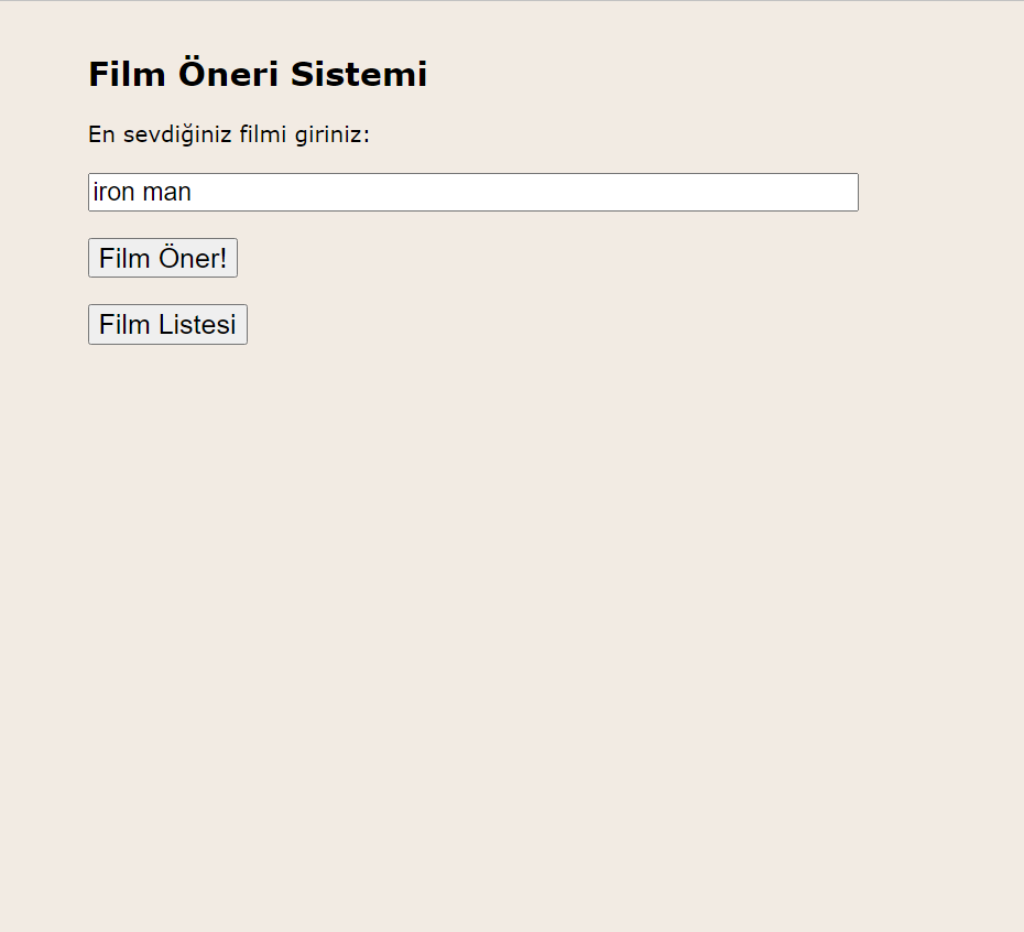 GitHub - hudaemin/Film-Oneri-Sistemi: Kullanıcıdan en sevdiği filmi alıp yeni 30 tane film ...