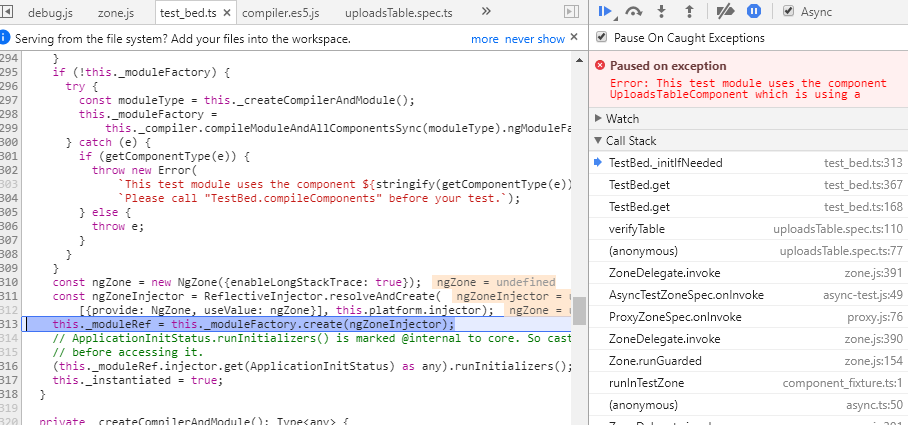 While Debugging Once A Test Fails Many Future Tests Fail · Issue 858 · Angularzonejs · Github