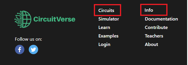 Indicate that "circuit" and "info" in footer are not link · Issue #1664 · CircuitVerse ...