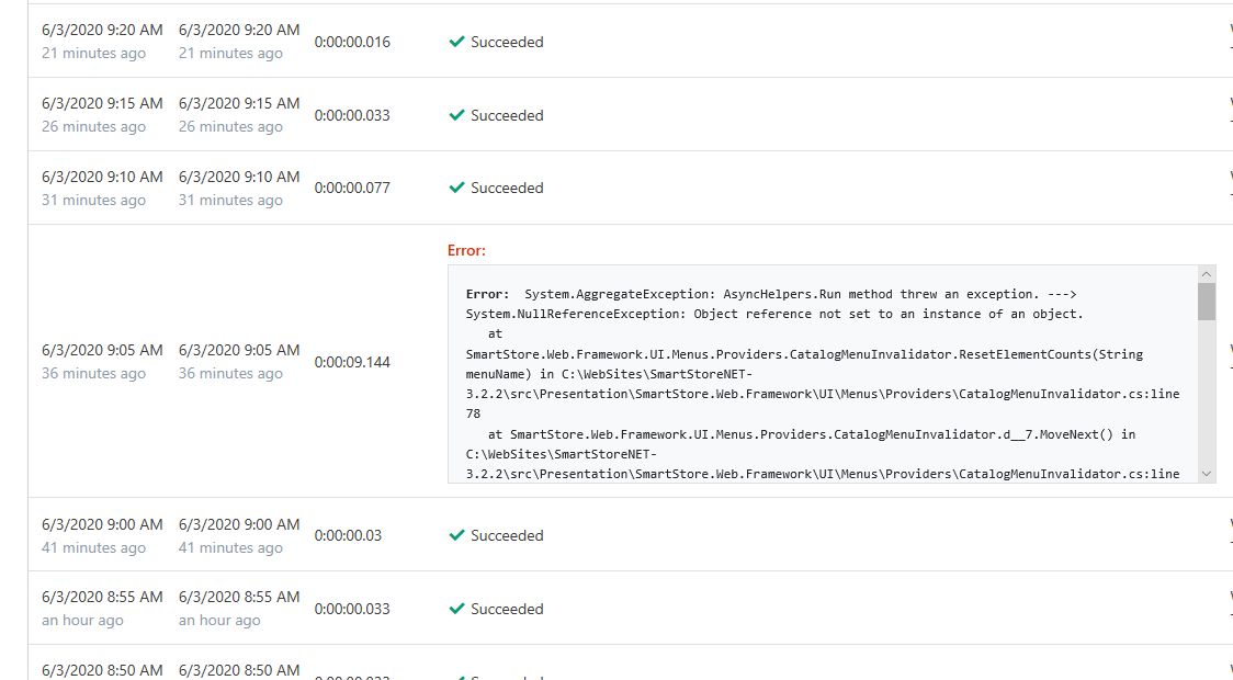 NullReferenceException in Update catalog search index · Issue #1928 · smartstore/SmartStoreNET ...