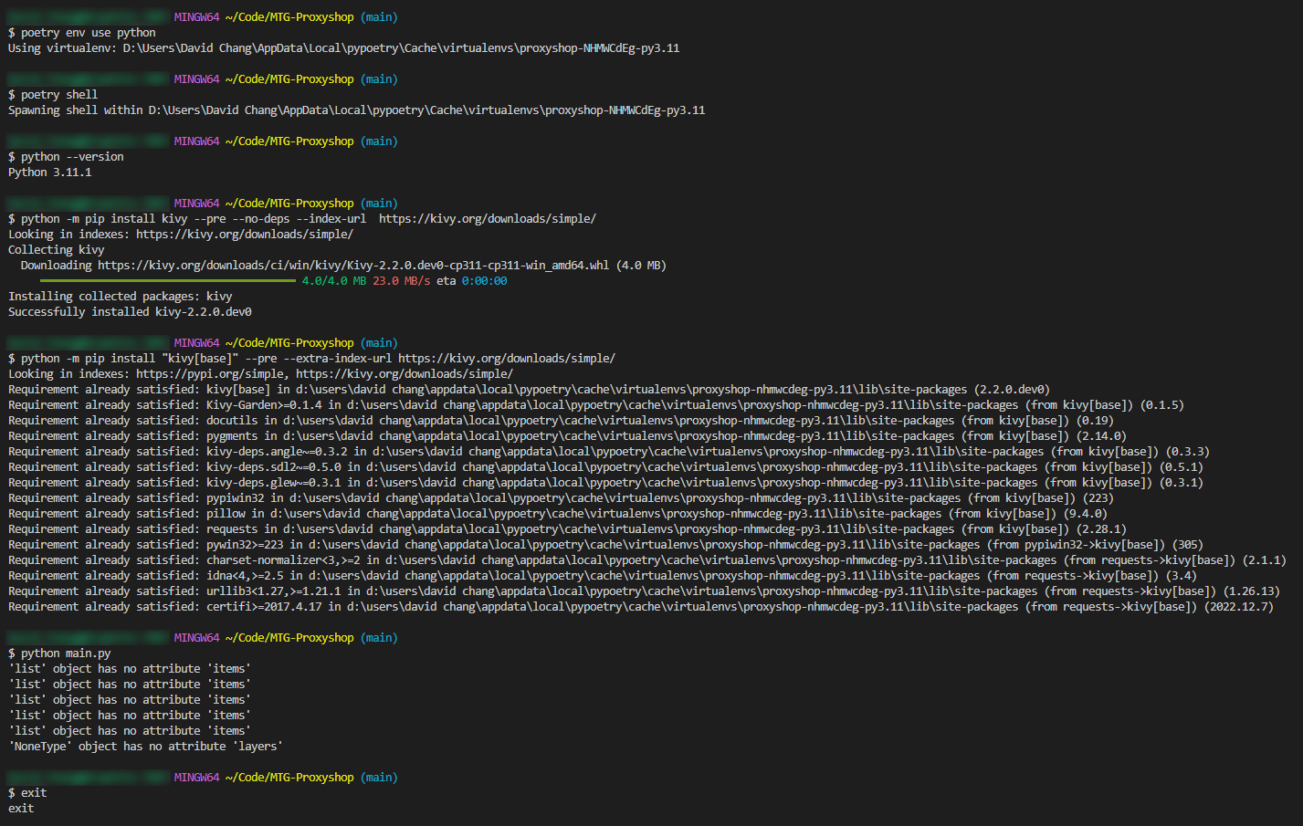 [BUG] - [RuntimeError] Unable to install project dependencies (kivy): · Issue #65 · Investigamer ...