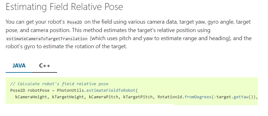 Code examples in PhotonLib docs are cut off/are incorrect · Issue #176 · PhotonVision ...