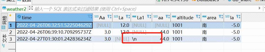 Error When Using Schemaless To Write Row Protocol Data With N