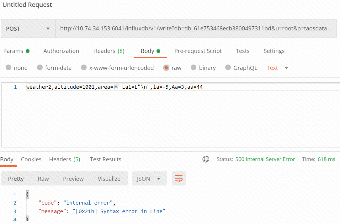 Error when using Schemaless to write row protocol data with \n , influxdb can write \n · Issue ...