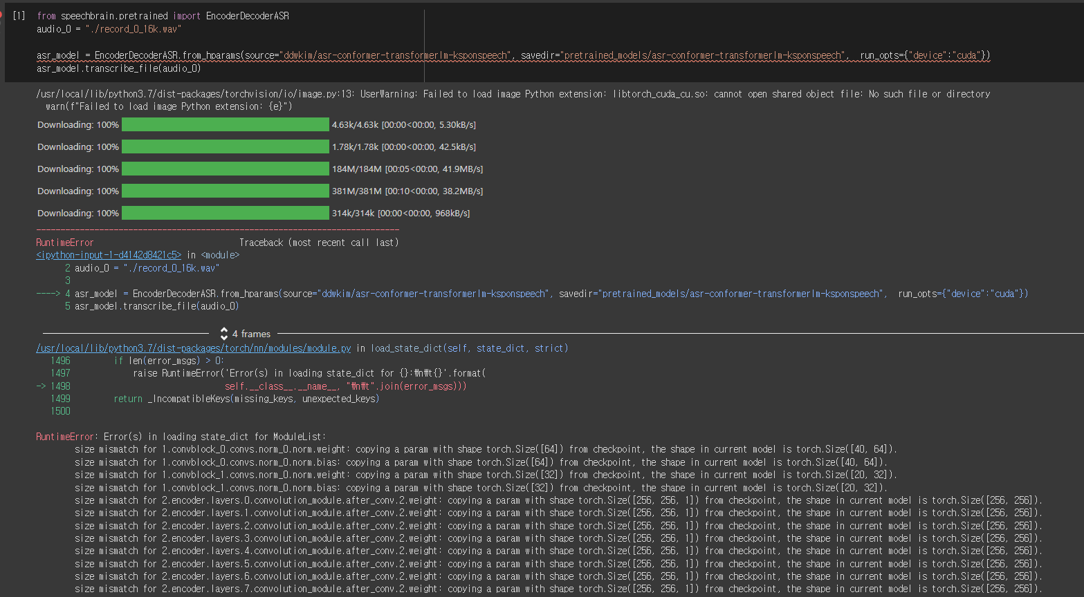 KsponSpeech recipe sample Colab notebook does not work. · Issue #1585 · speechbrain/speechbrain ...