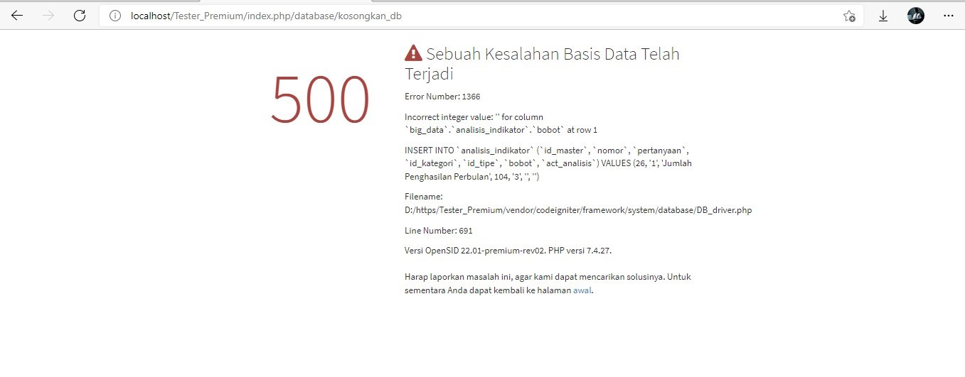 [PREMIUM] Error 500 Setelah Menjalankan Perintah Kosongkan DataBase Bug ...