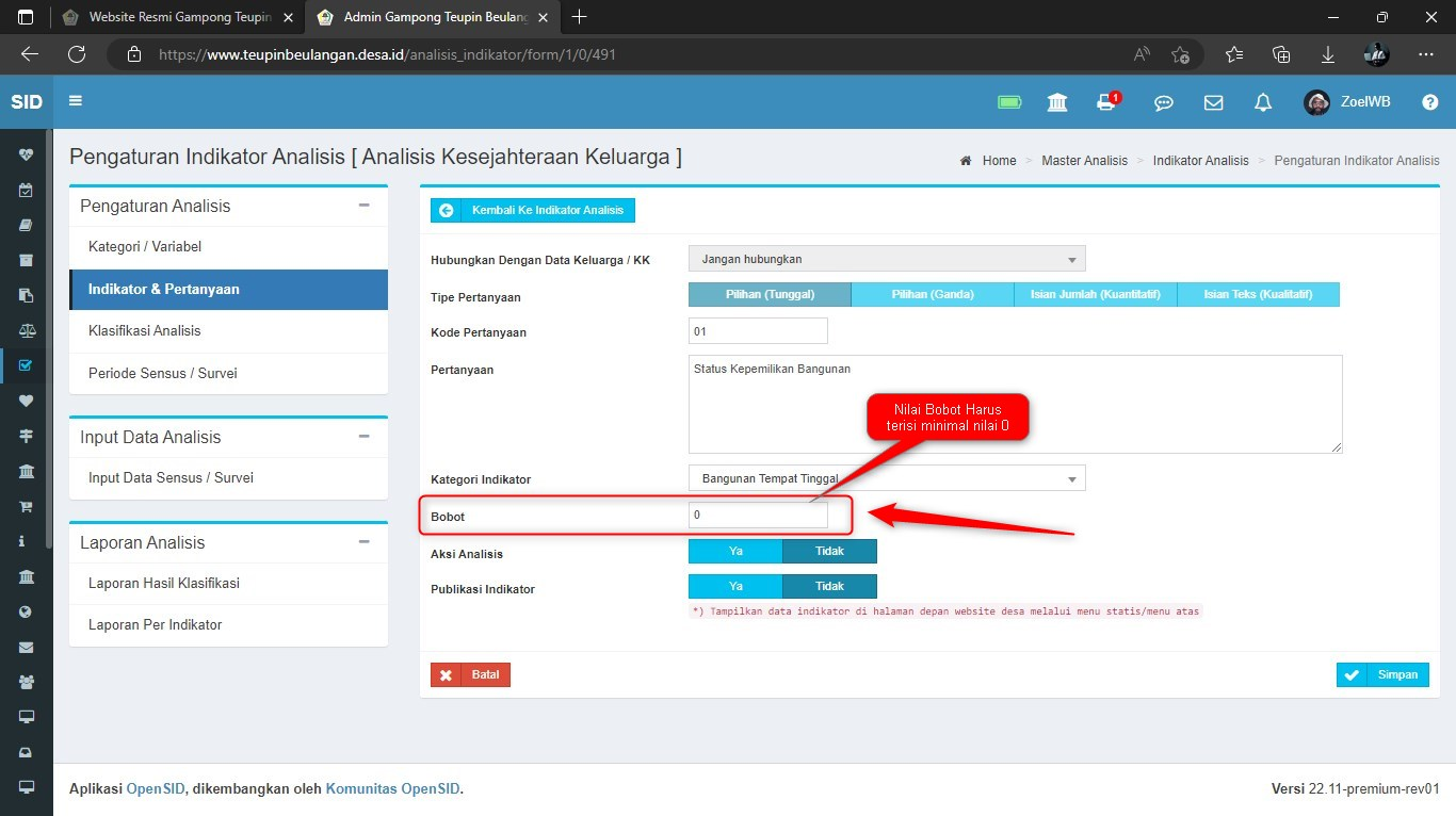 Bug/error: Nilai Kolom Bobot Bila Tidak Terisi Minimal Nilai Nol Saat Disimpan Error 500 · Issue ...