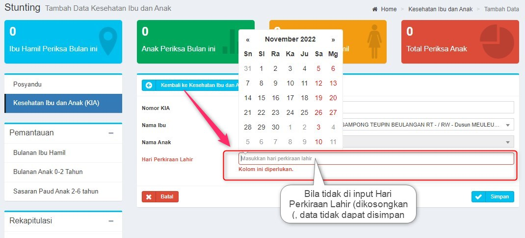 Bug/error: Fitur Stunting pada Fitur Input Data Ibu Hamil -->Kolom ...