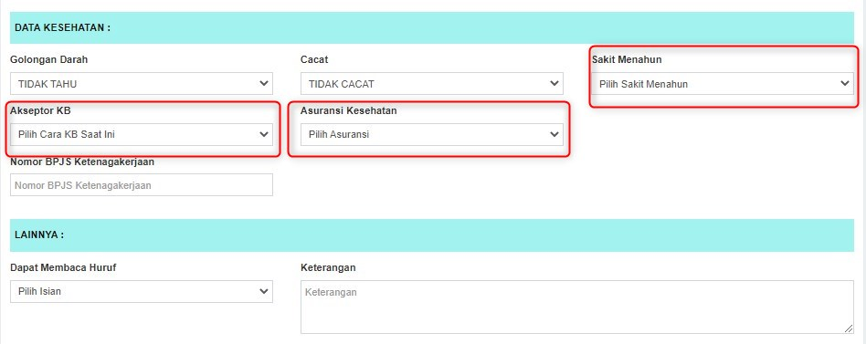 Bug/error: Data-data Penduduk yg sudah terimput sebelumnya, saat dibuka kembali ubah data, ada ...