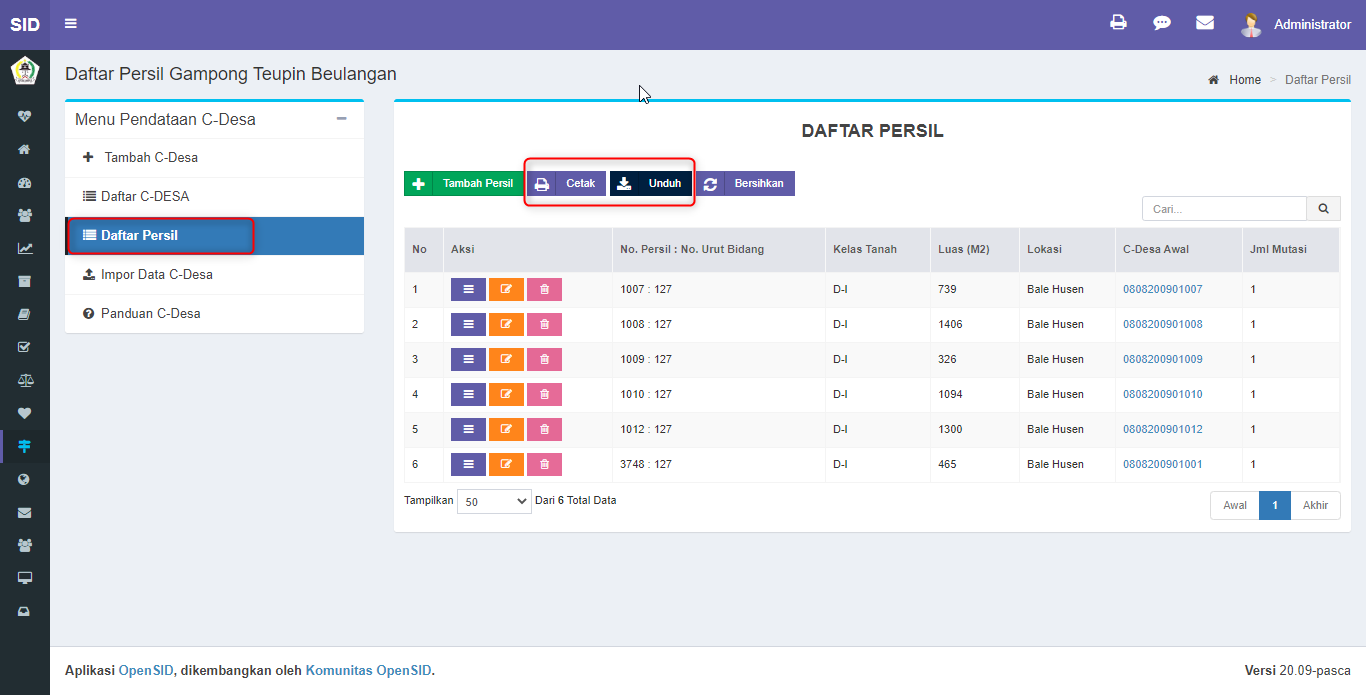 Terapkan Menu Cetak Dan Unduh Pada Daftar Persil · Issue 3543 · Opensidopensid · Github 