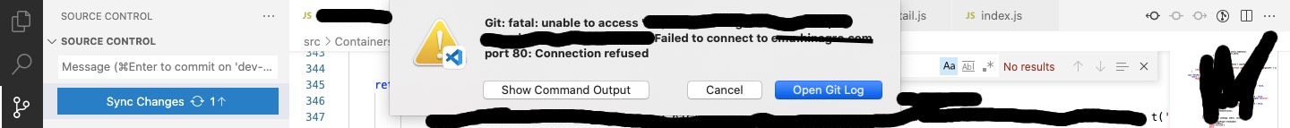 Unable to sync with git branch · Issue #135859 · microsoft/vscode · GitHub