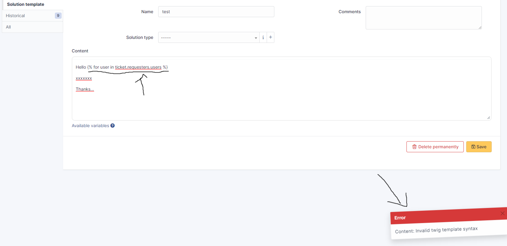 Solution Template Variables · Issue 13769 · Glpi Projectglpi · Github 