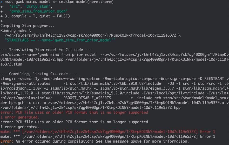 error: PCH file uses an older PCH format that is no longer supported · Issue #321 · stan-dev ...