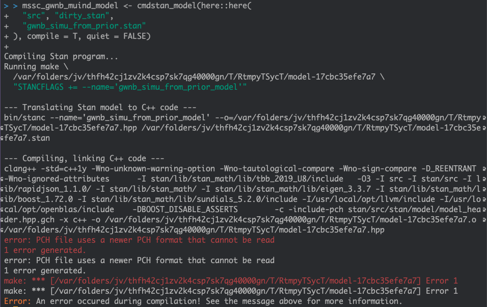 Error Pch File Uses An Older Pch Format That Is No Longer Supported · Issue 321 · Stan Dev