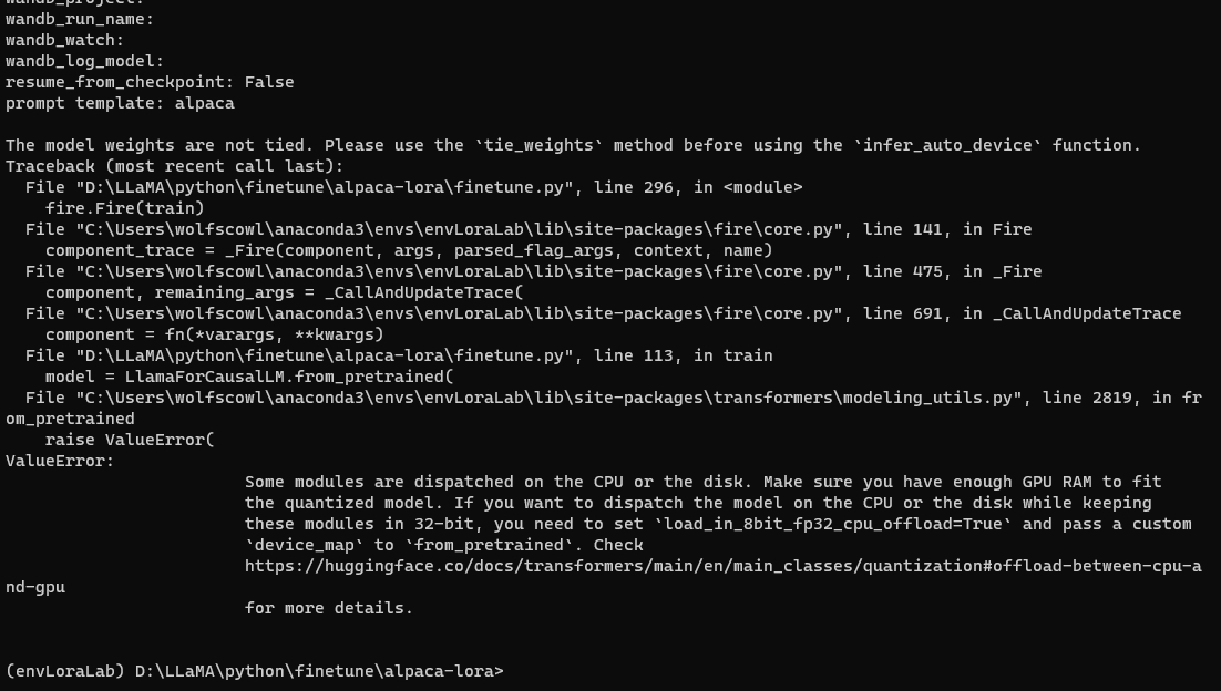 The model weights are not tied. Please use the `tie_weights` ... · Issue #529 · tloen/alpaca ...