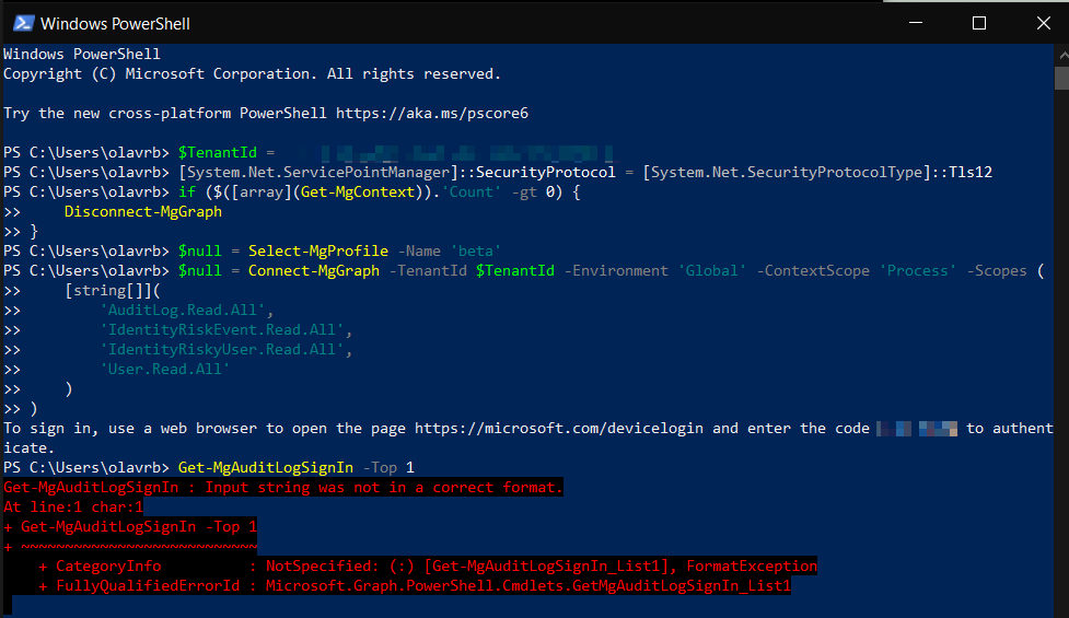 Get-MgAuditLogSignIn fails with "Input string was not in a correct format" · Issue #290 ...