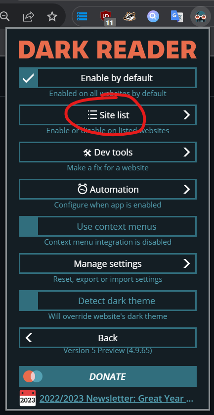 [Bug] Site list has become un-editable · Issue #11615 · darkreader/darkreader · GitHub