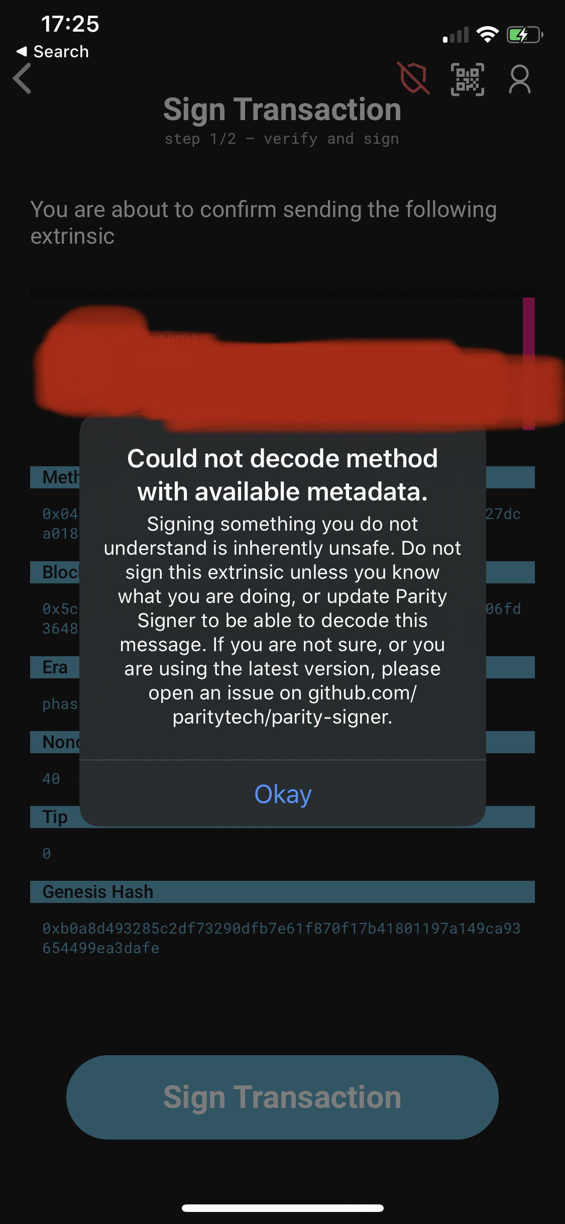 Simple transfer on Kusama results in "Could not decode method with available metadata" · Issue ...