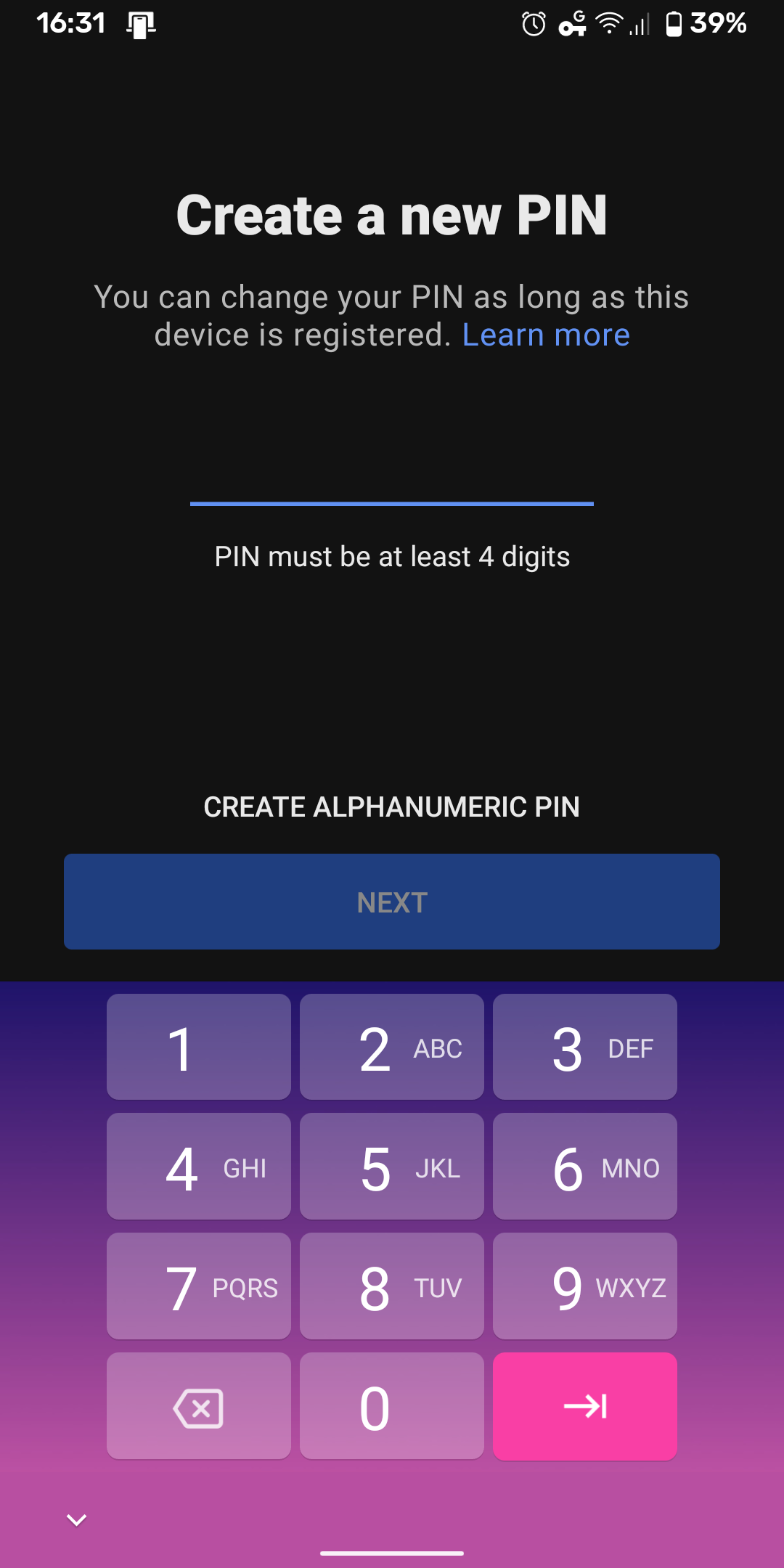 "Create Alphanumeric PIN" not colored properly in dark theme. · Issue ...