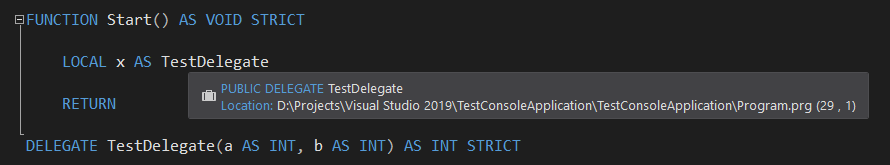 VS Integration: delegate signature not showing in Intellisense tooltips · Issue #1265 · X-Sharp ...