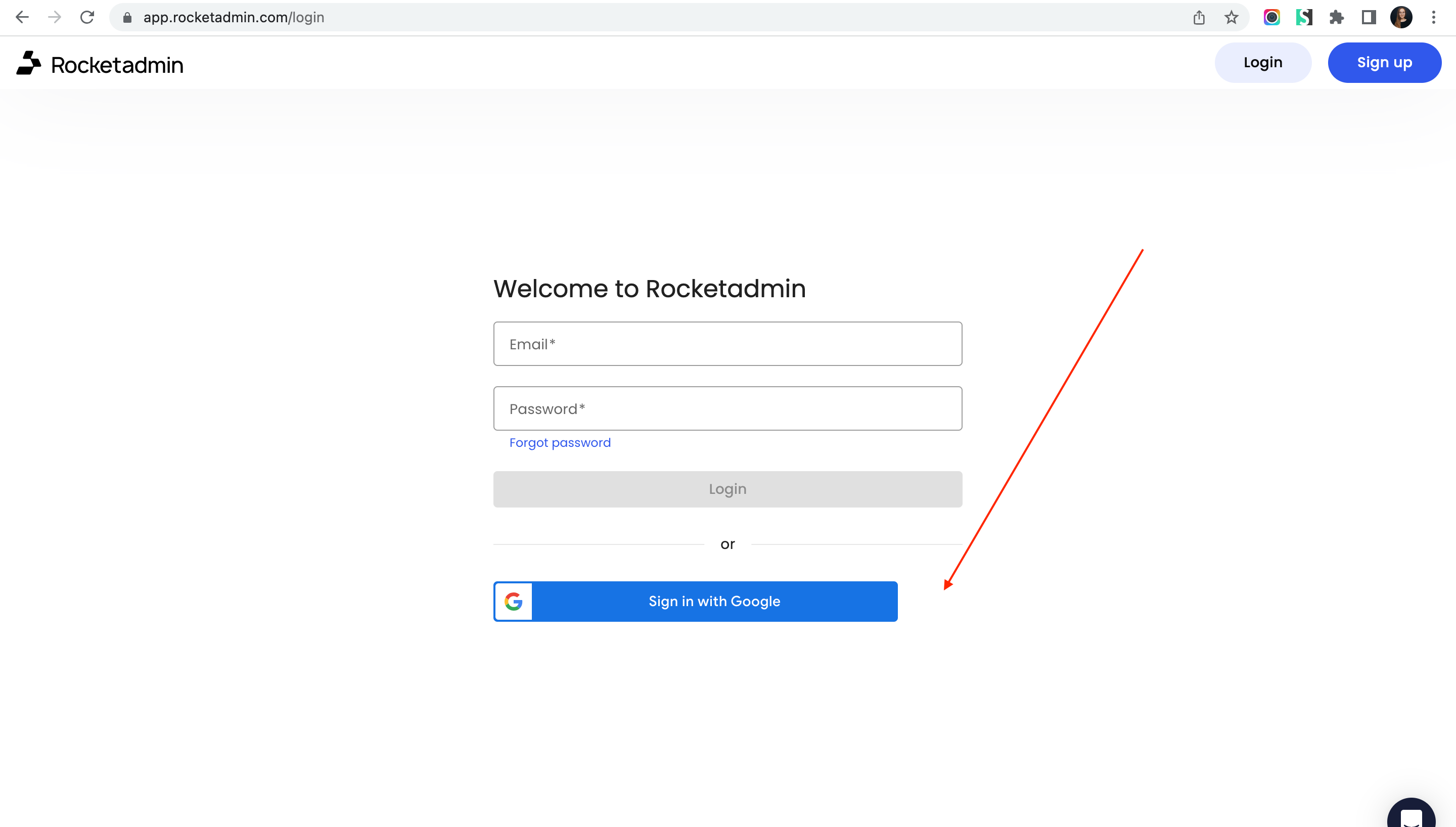 Sign in with Google button is not aligned to the login form · Issue #330 · rocket-admin ...