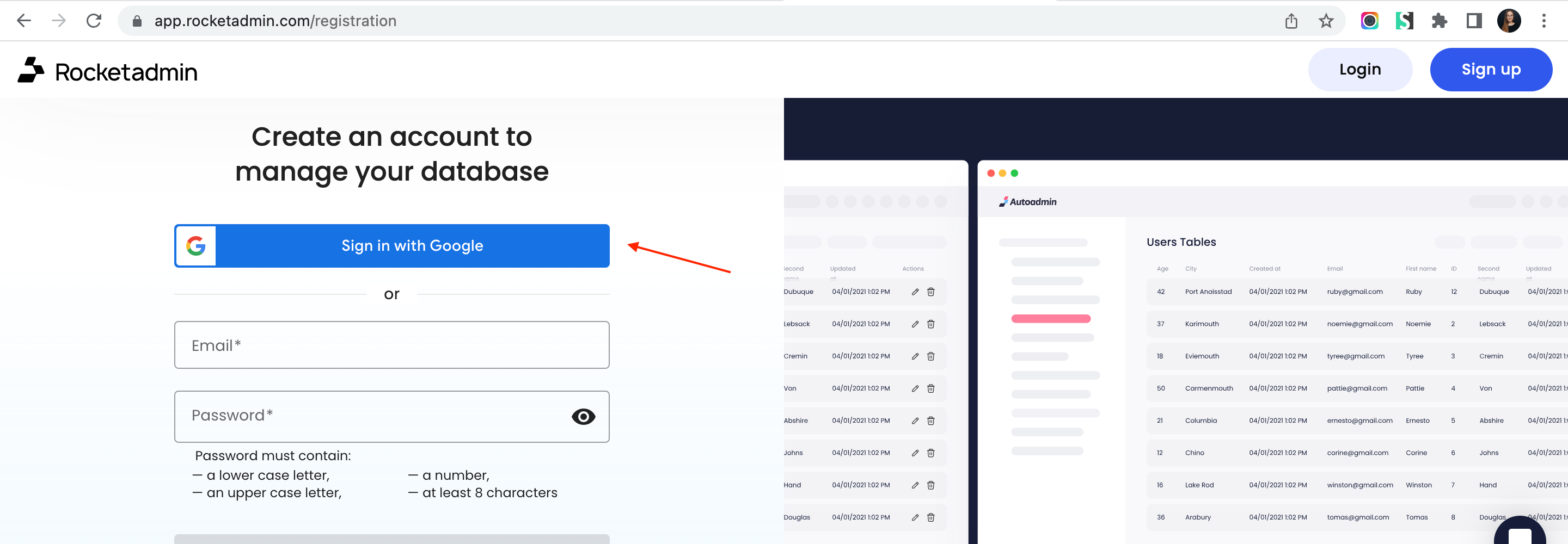 Sign in button on registration page · Issue #332 · rocket-admin/rocketadmin · GitHub