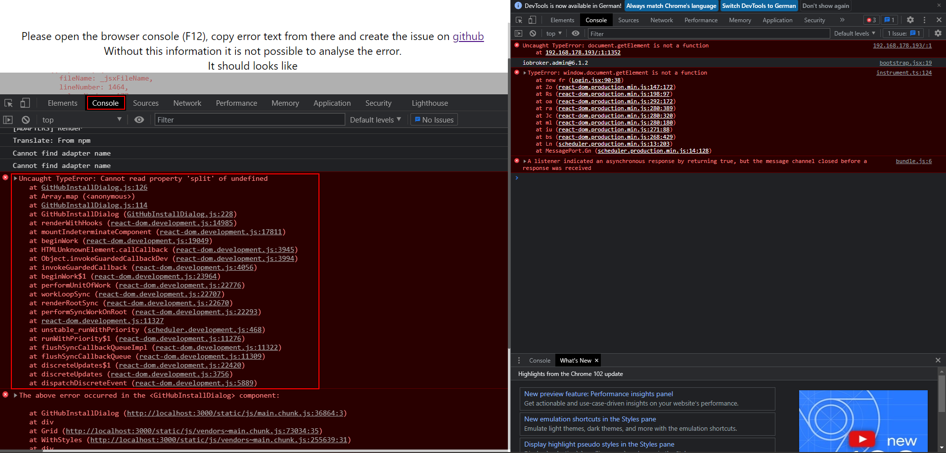 Admin won't open (instance is running) · Issue #1553 · ioBroker/ioBroker.admin · GitHub