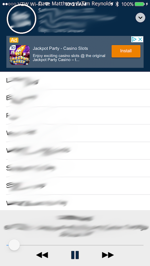 Initial full-screen view slides behind status bar; interaction with view element "corrects" the ...