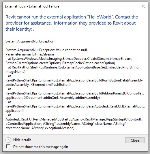 RPS HelloWorld Problem · Issue #110 · architecture-building-systems/revitpythonshell · GitHub