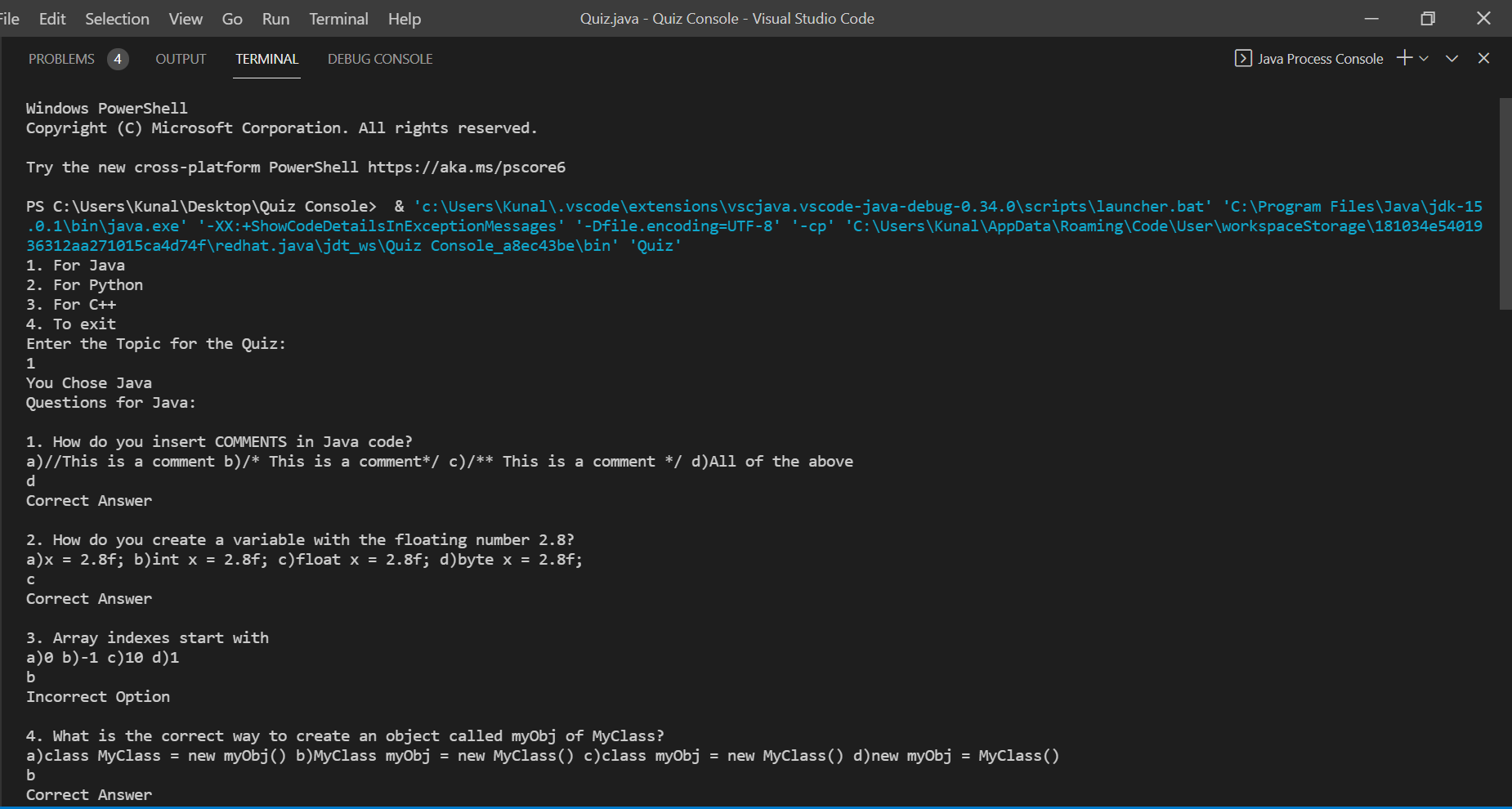 GitHub - Kunal-Jain10/Quiz-Console