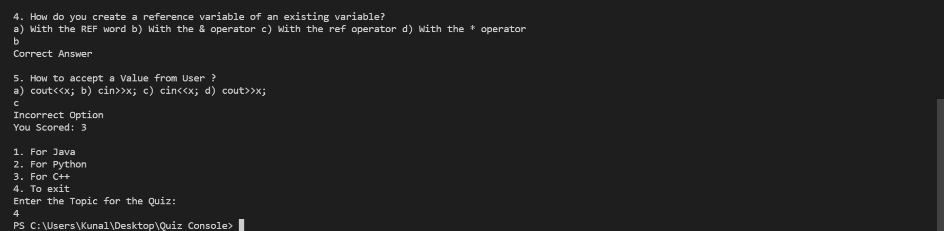 GitHub - Kunal-Jain10/Quiz-Console