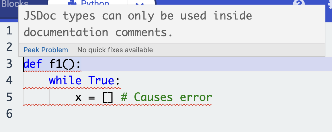 JSDoc type error in python · Issue #3849 · microsoft/pxt-microbit · GitHub