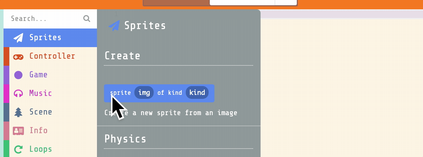 Snippets: "create sprite" snippet produces invalid code (invalid Image ...