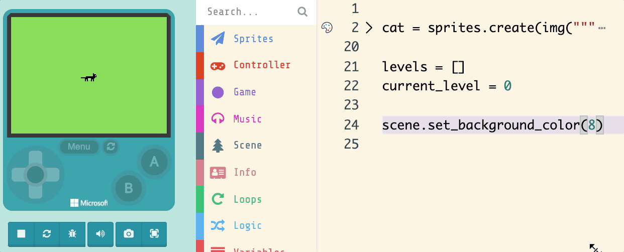 Python doesn't recompile for background color change · Issue #2237 · microsoft/pxt-arcade · GitHub