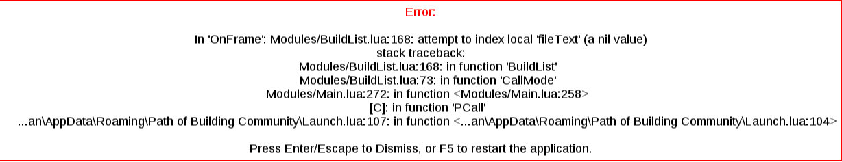 Error prevents saving of Builds · Issue #4954 · PathOfBuildingCommunity/PathOfBuilding · GitHub