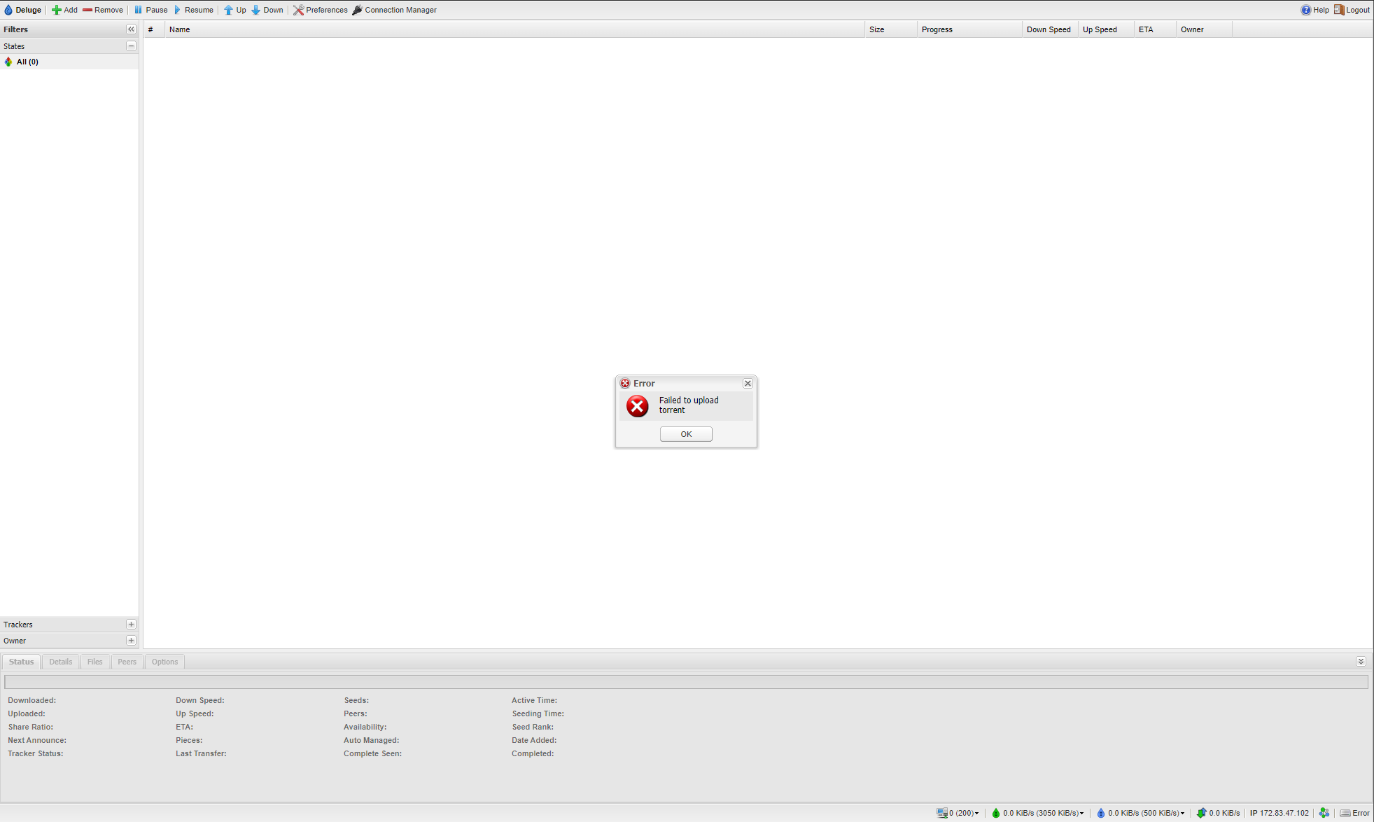 Unable to Upload Torrent File · Issue #224 · binhex/arch-delugevpn · GitHub